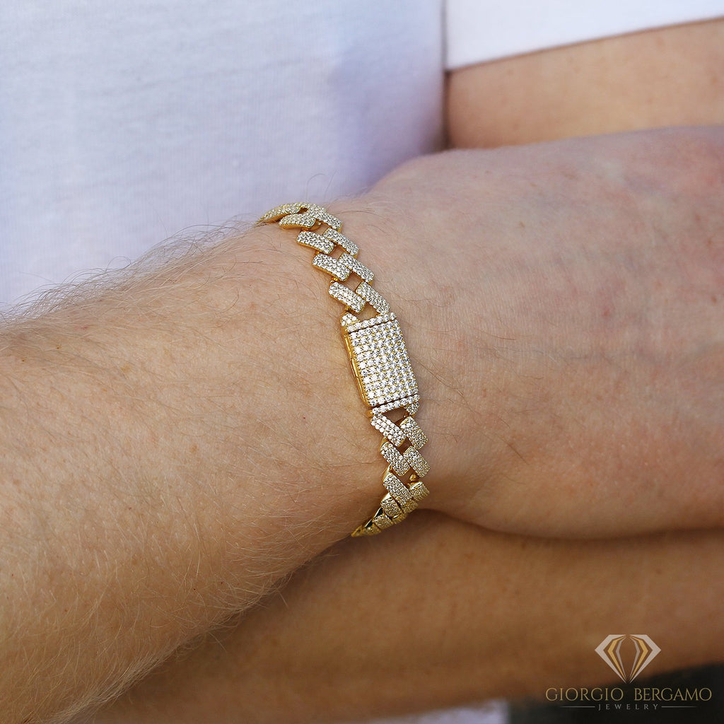 925 Sterling Silver Micro Pave Miami Cuban Edged Chain or Bracelet ...