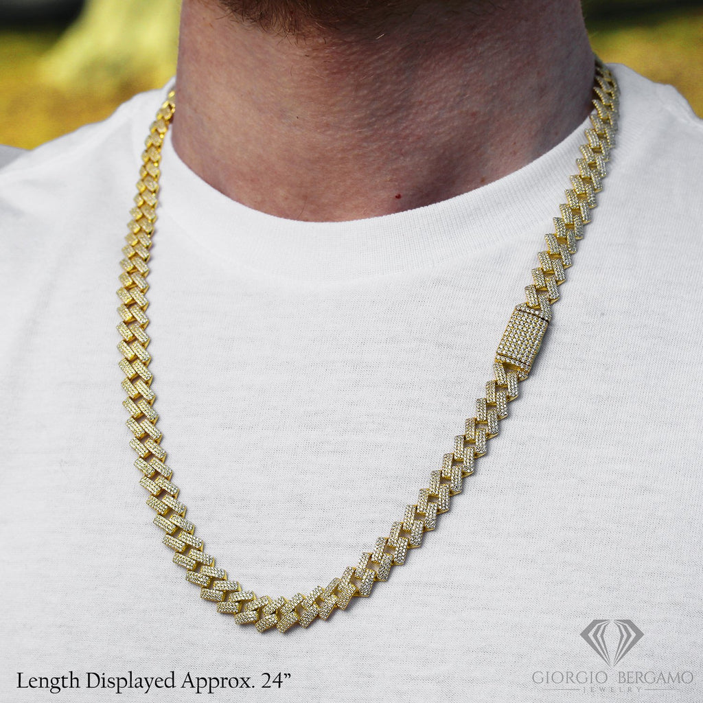 925 Sterling Silver Micro Pave Miami Cuban Edged Chain or Bracelet ...