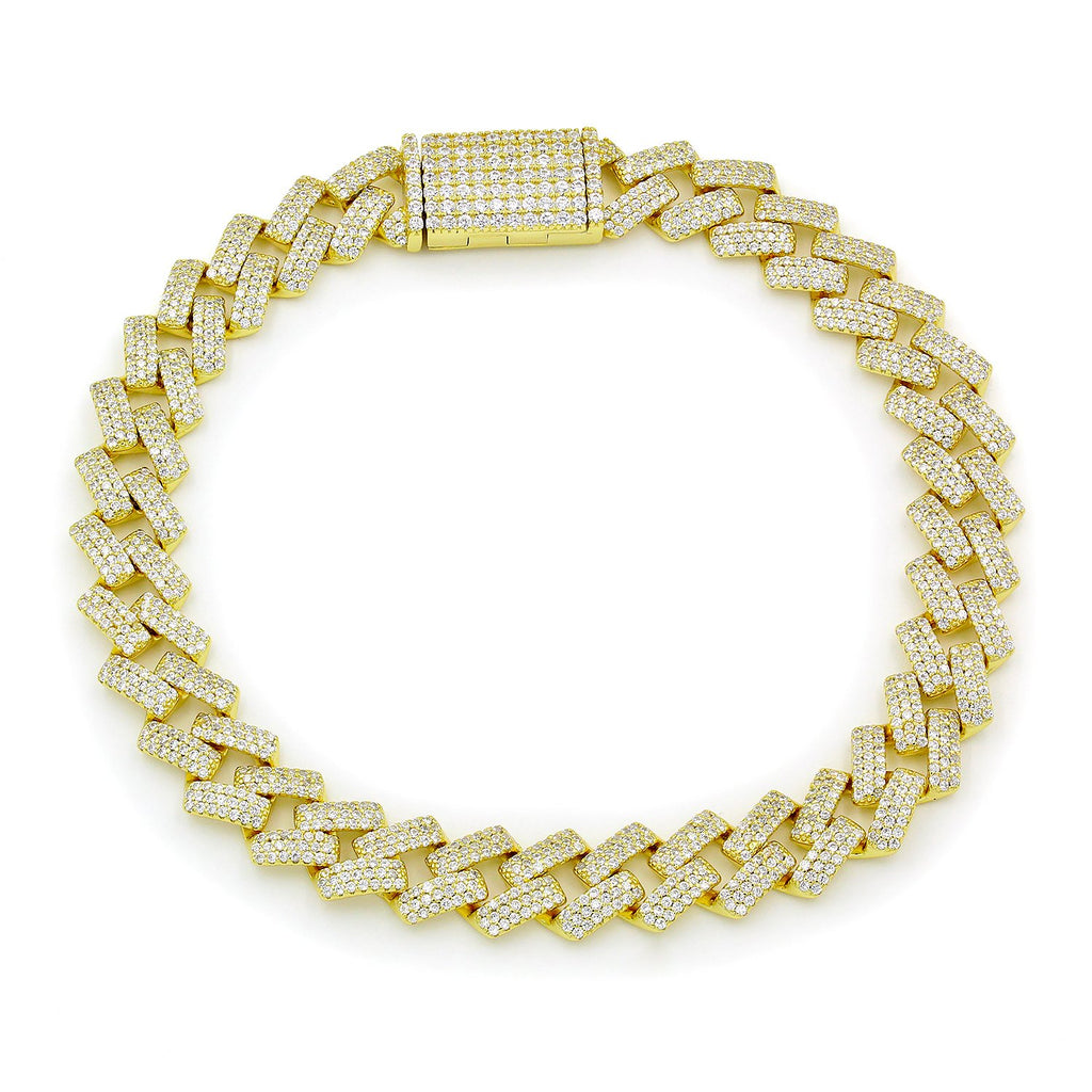 925 Sterling Silver Micro Pave Miami Cuban Edged Chain or Bracelet ...